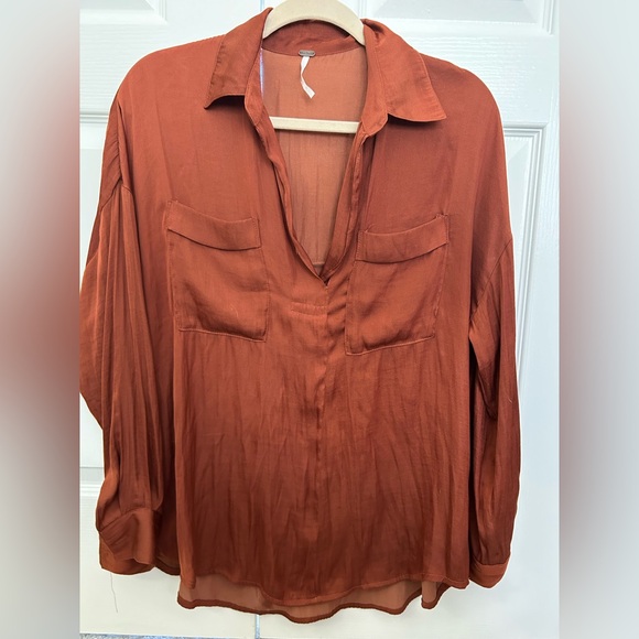 Free People | Tops | Free People Starry Dreams Blouse In Rust | Poshmark